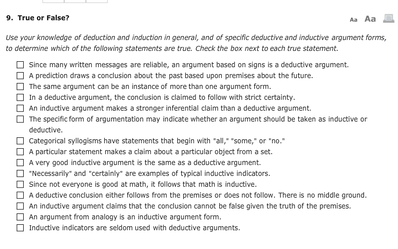Solved 9. True or False? Aa Aa Use your knowledge of | Chegg.com