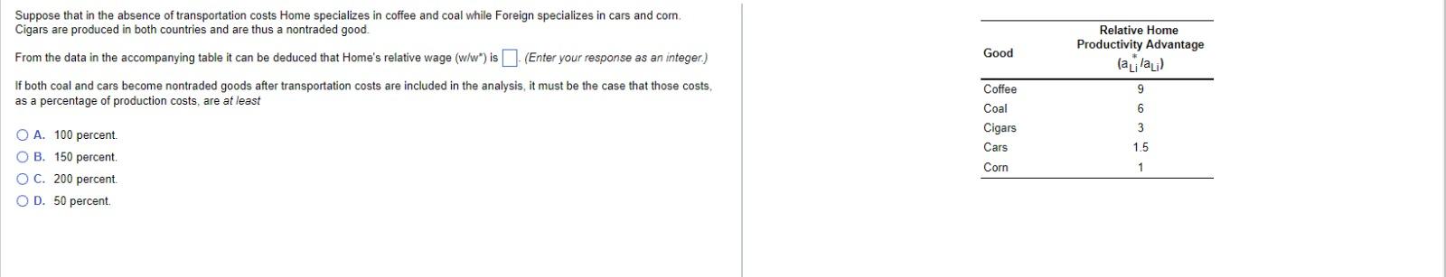 Solved Suppose that in the absence of transportation costs | Chegg.com