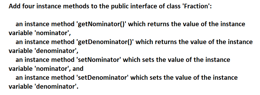 Solved Task Add Four Instance Methods To The