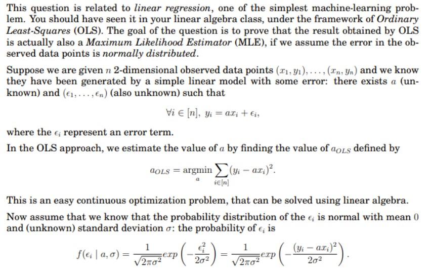 Solved This question is related to linear regression, one of | Chegg.com