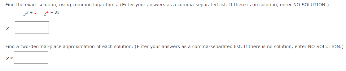 Solved Find the exact solution, using common logarithms. | Chegg.com
