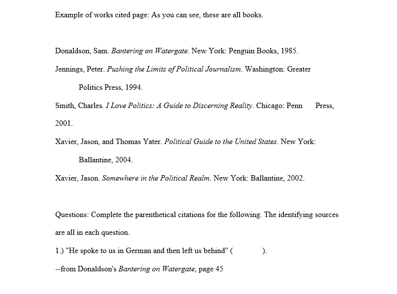 Example of works cited page: As you can see, these | Chegg.com