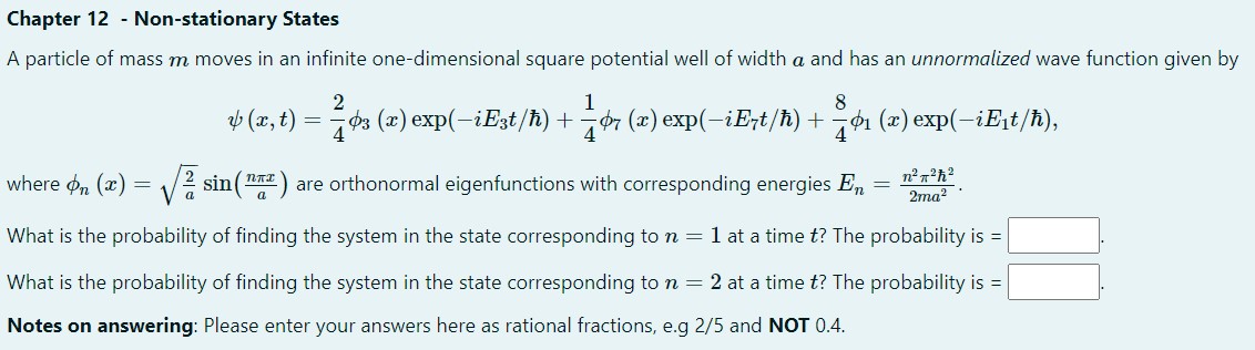 Chapter 12 Non Stationary States A Particle Of Mass