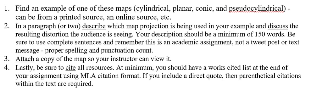 Solved 1. Find an example of one of these maps (cylindrical, | Chegg.com