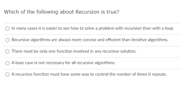 Solved Which of the following recursive functions can | Chegg.com