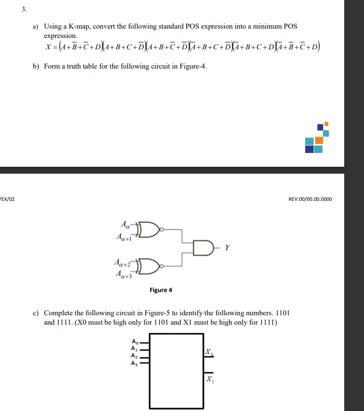 Solved 3. a) Using a K-map, convert the following standard | Chegg.com