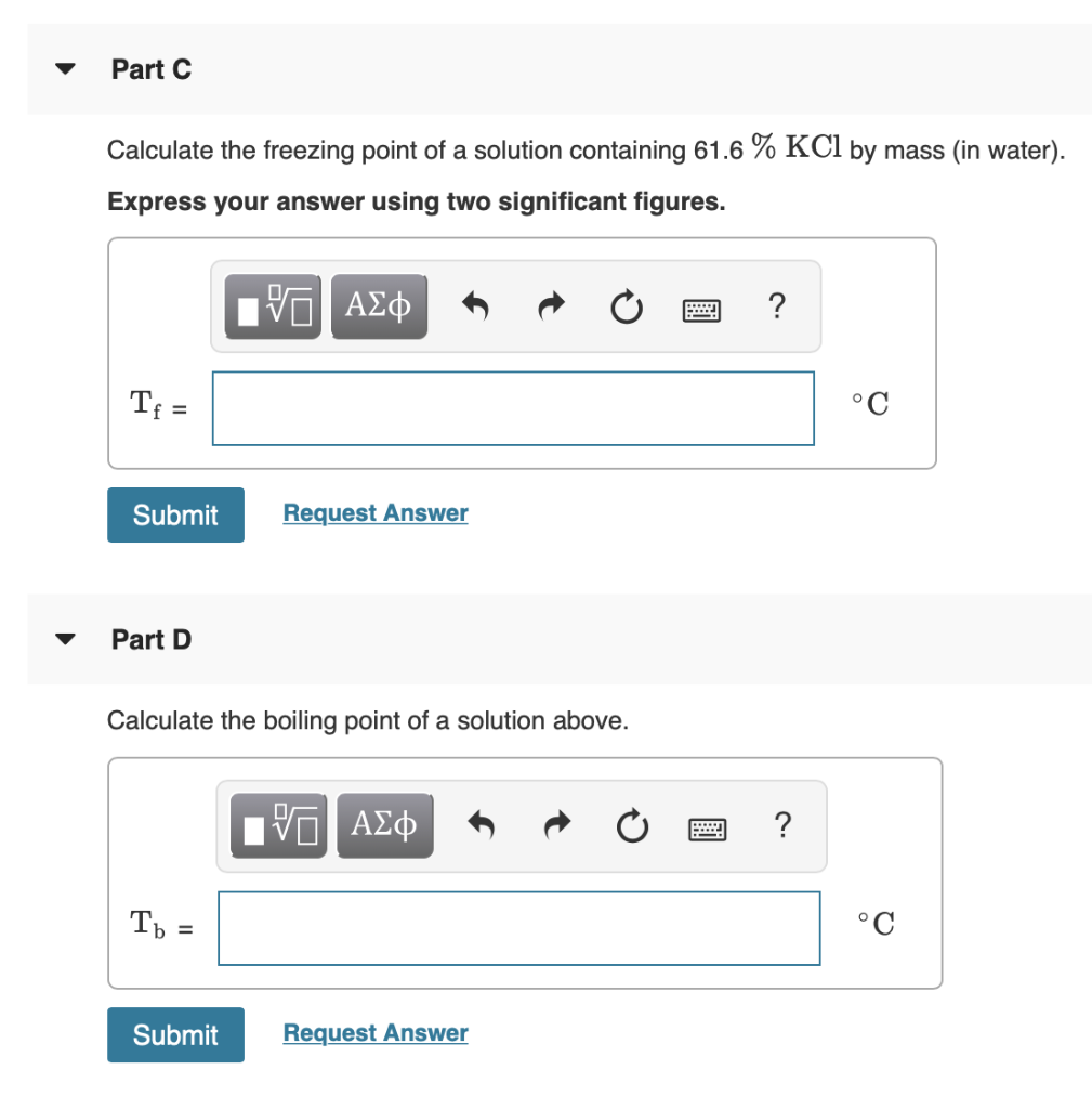 Solved - Part C Calculate the freezing point of a solution | Chegg.com