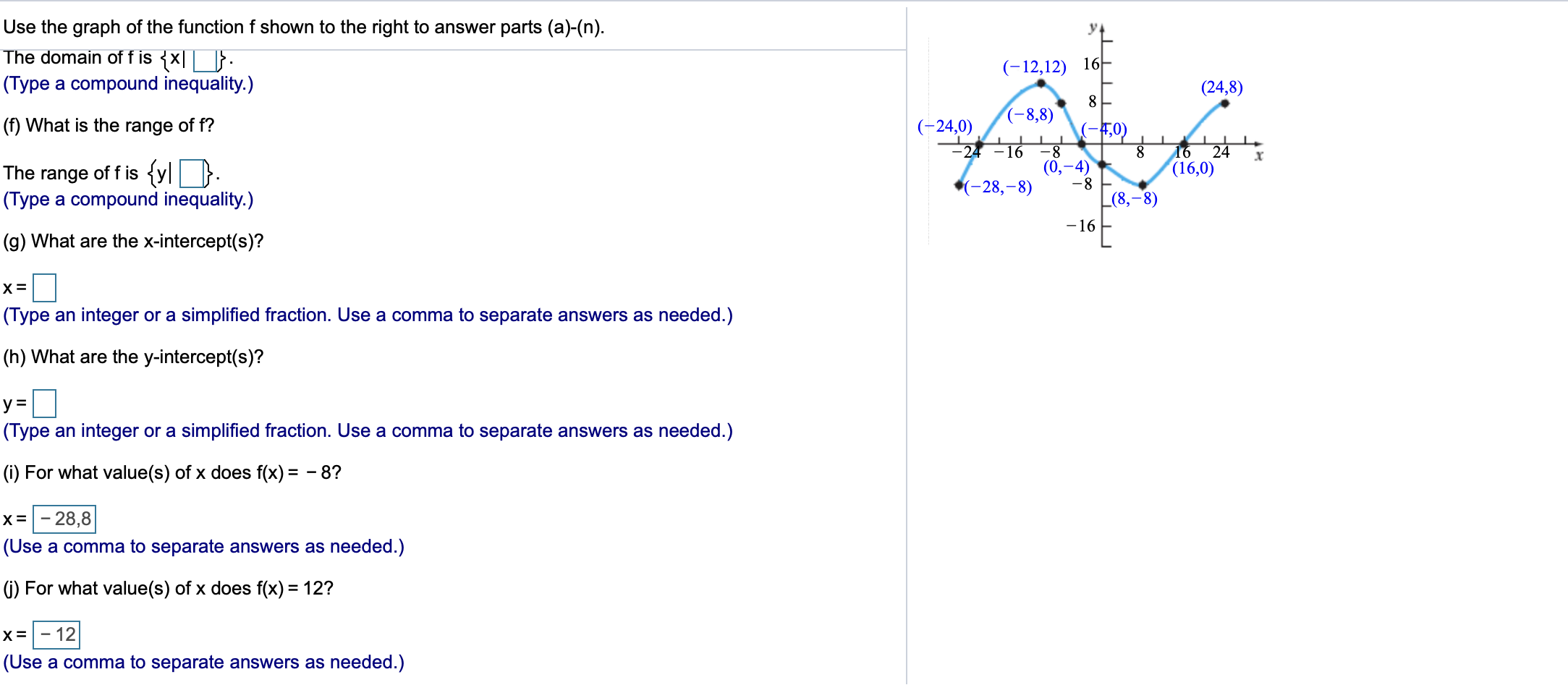 Solved Use the graph of the function f shown to the right to | Chegg.com