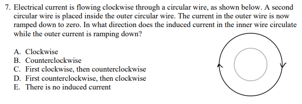 Solved 7. Electrical current is flowing clockwise through a | Chegg.com
