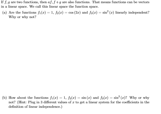 Solved If f, are two functions, then af, f+g are also | Chegg.com