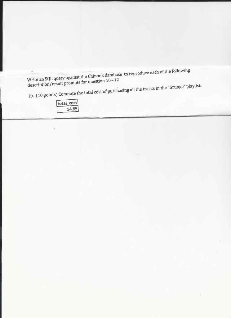 Solved Write An Sql Query Against The Chinook Database To