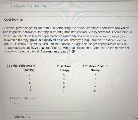 Solved A) Calculate SSBetween=------- B)Calculate | Chegg.com