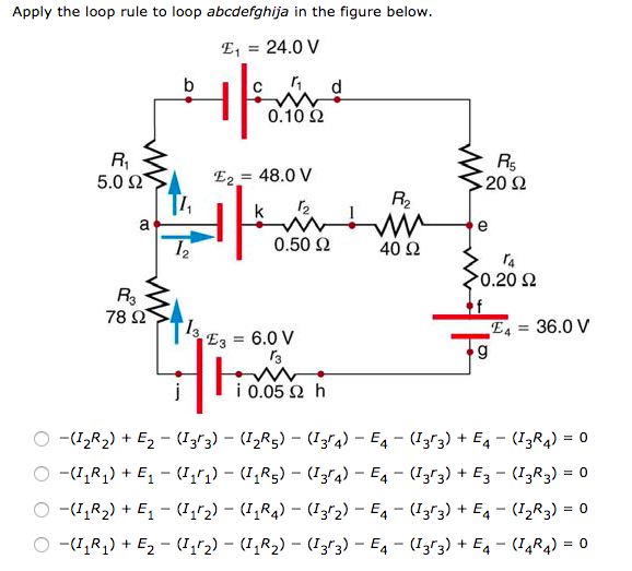 Solved Apply the loop rule to loop abcdefghija in the figure | Chegg.com