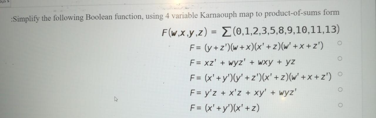Solved js Simplify the following Boolean function, using 4 | Chegg.com