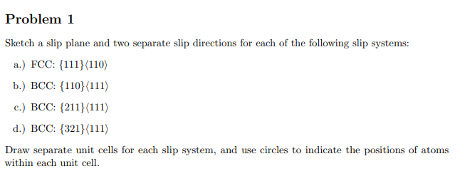 Solved Problem 1Sketch a slip plane and two separate slip | Chegg.com