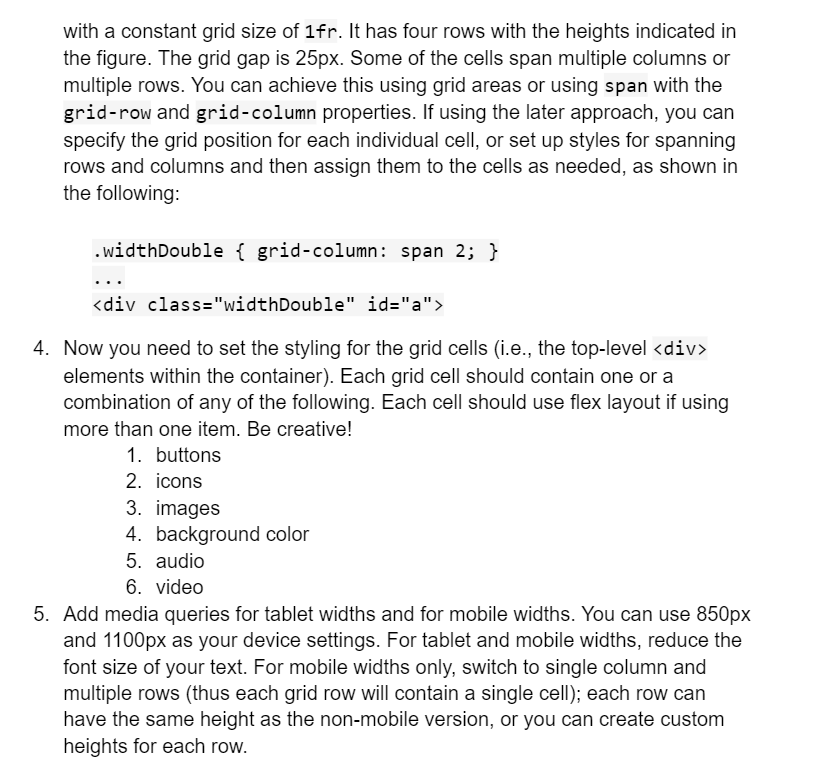 Solved Use grid layout mode and media queries to create the | Chegg.com