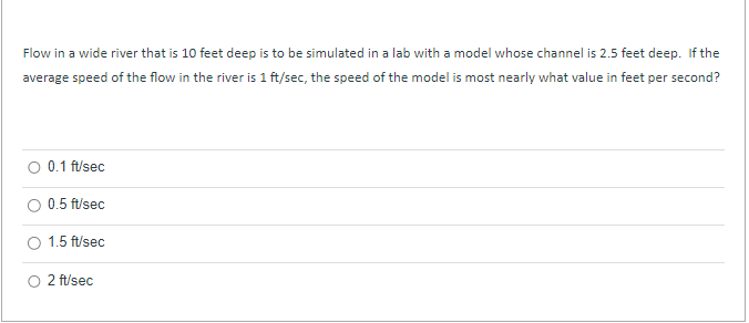 Solved Flow in a wide river that is 10 feet deep is to be | Chegg.com