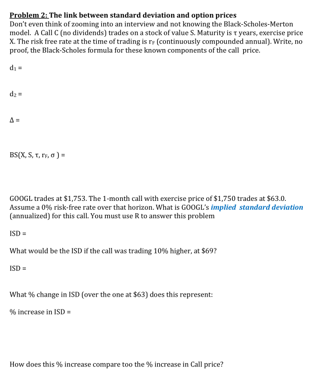 Problem 2: The link between standard deviation and | Chegg.com