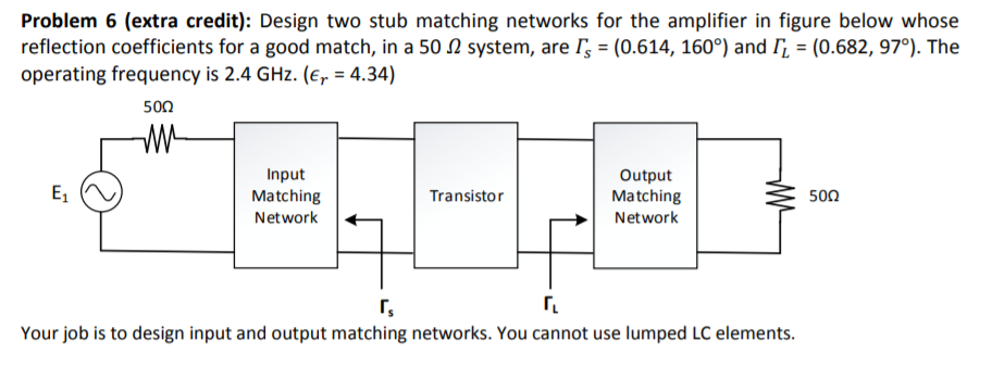 Solved Problem 6 (extra credit): Design two stub matching | Chegg.com