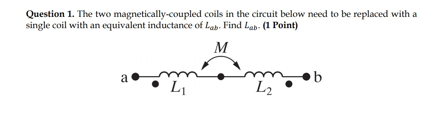 Solved Question 1. The two magnetically-coupled coils in the | Chegg.com