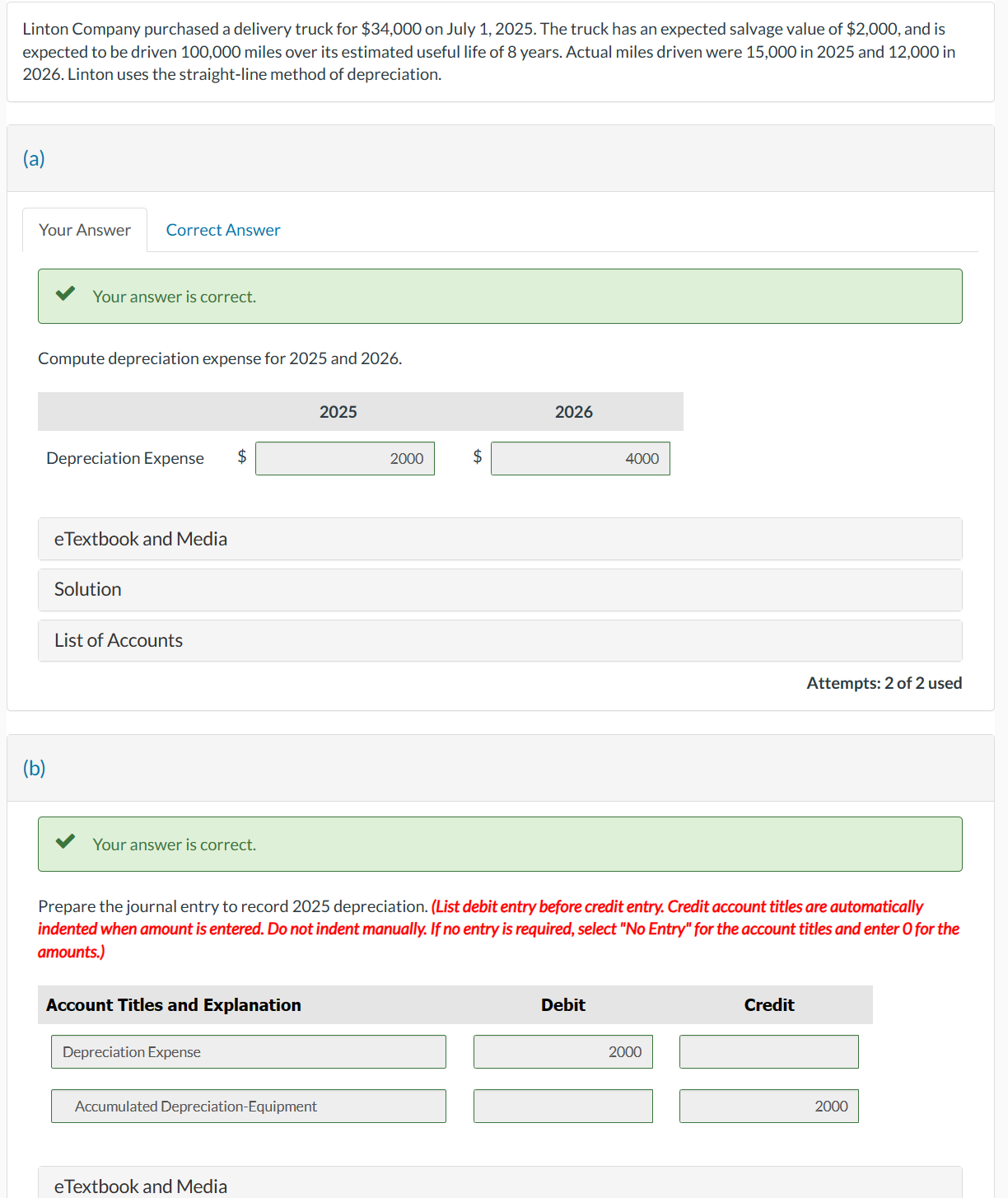 Solved Linton Company purchased a delivery truck for $34,000 | Chegg.com