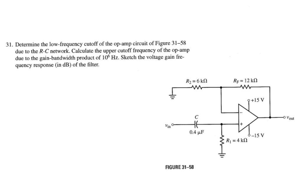 Solved 31. Determine the low-frequency cutoff of the op-amp | Chegg.com