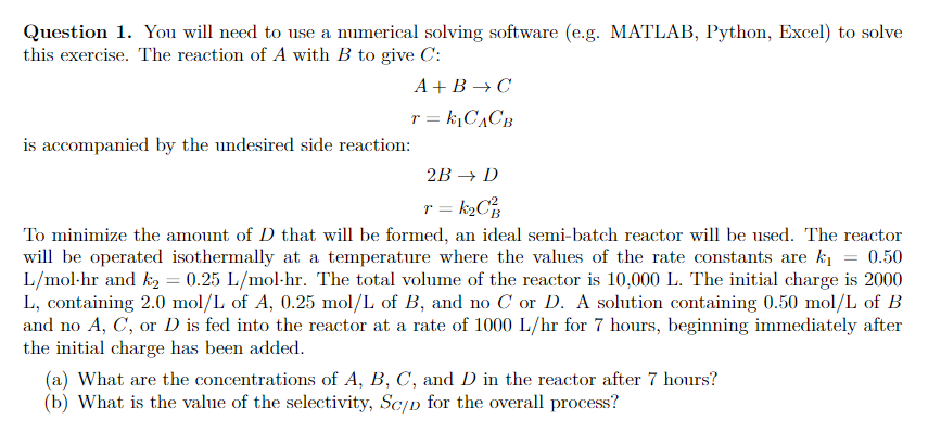 Solved Question 1. You will need to use a numerical solving | Chegg.com