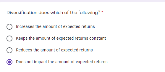 Solved Diversification does which of the following?* | Chegg.com