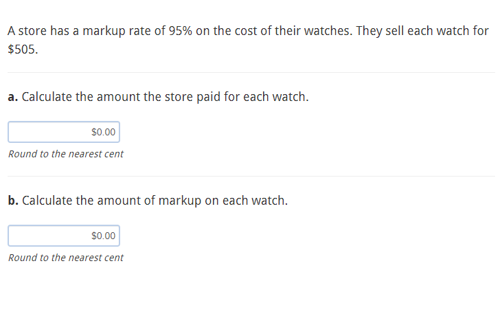 Solved A store has a markup rate of 95% on the cost of their | Chegg.com