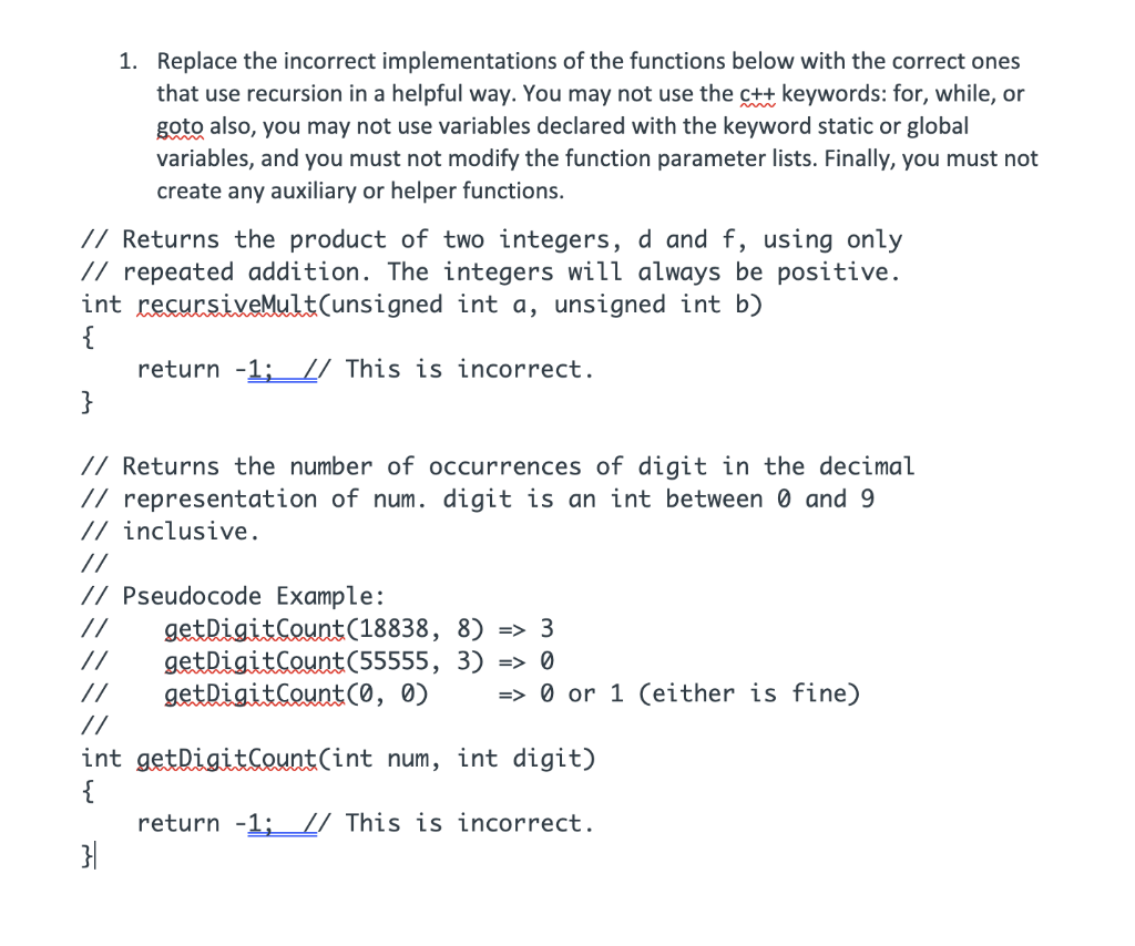 Solved Need help with these two without using the keywords | Chegg.com