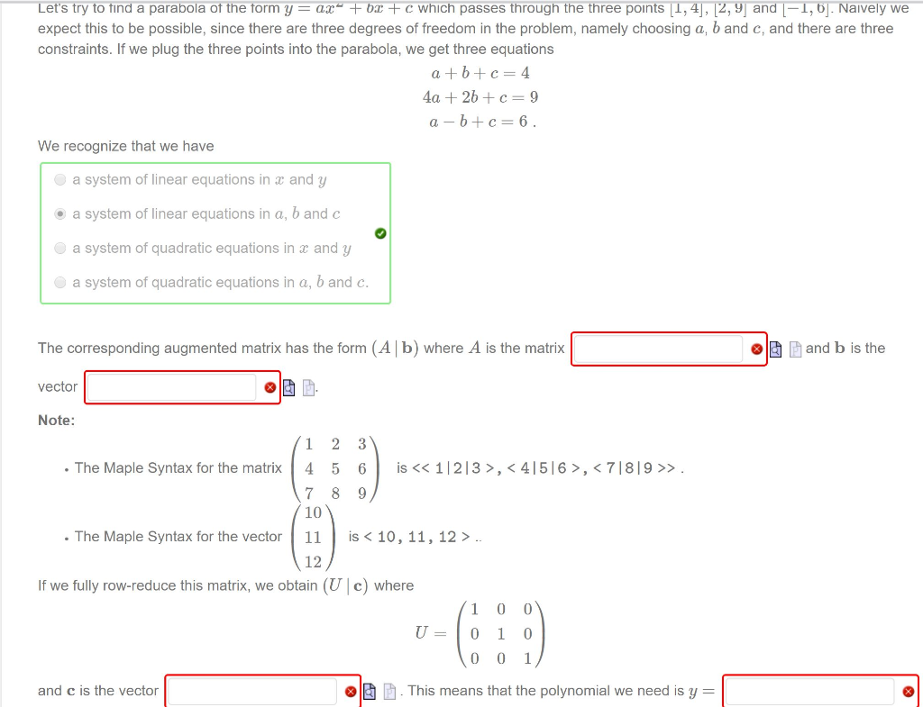 Solved Let's try to find a parabola of the form y = ax + b3 | Chegg.com