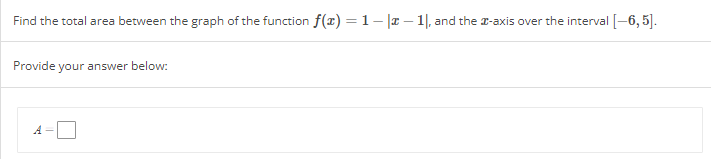 Solved Find the total area between the graph of the function | Chegg.com