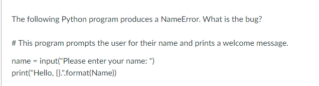 Solved The following Python program produces a ValueError. | Chegg.com