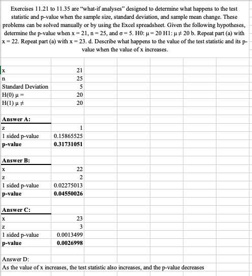 Solved Exercises 11.21 to 11.35 are "what-if analyses" | Chegg.com