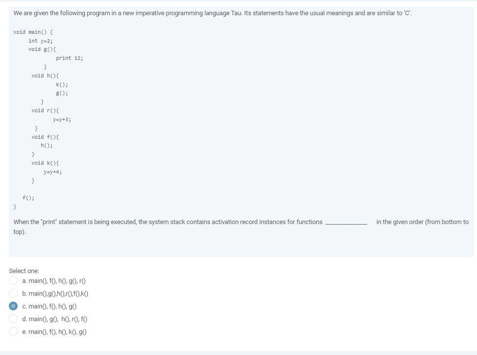 Solved We are given the following program in a new | Chegg.com