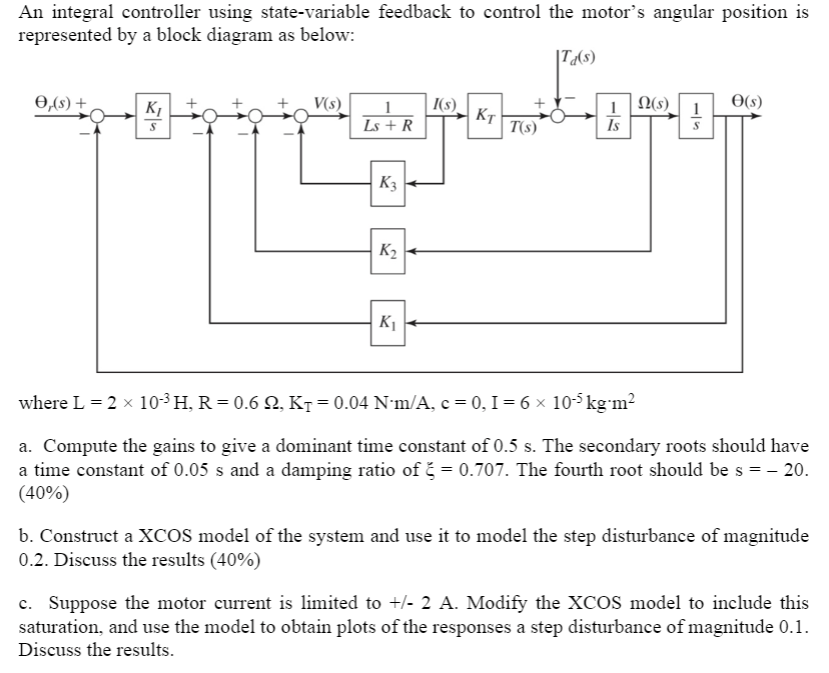 Solved An Integral Controller Using State Variable Feedback 0828