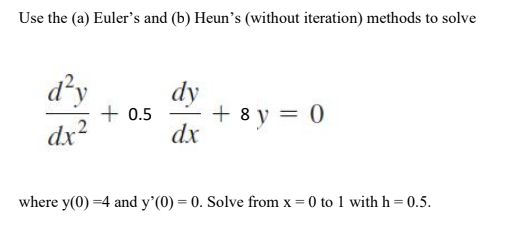 Solved Use the (a) Euler's and (b) Heun's (without | Chegg.com