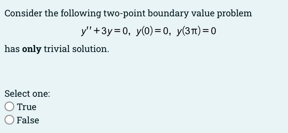 Solved Consider The Following Two Point Boundary Value 