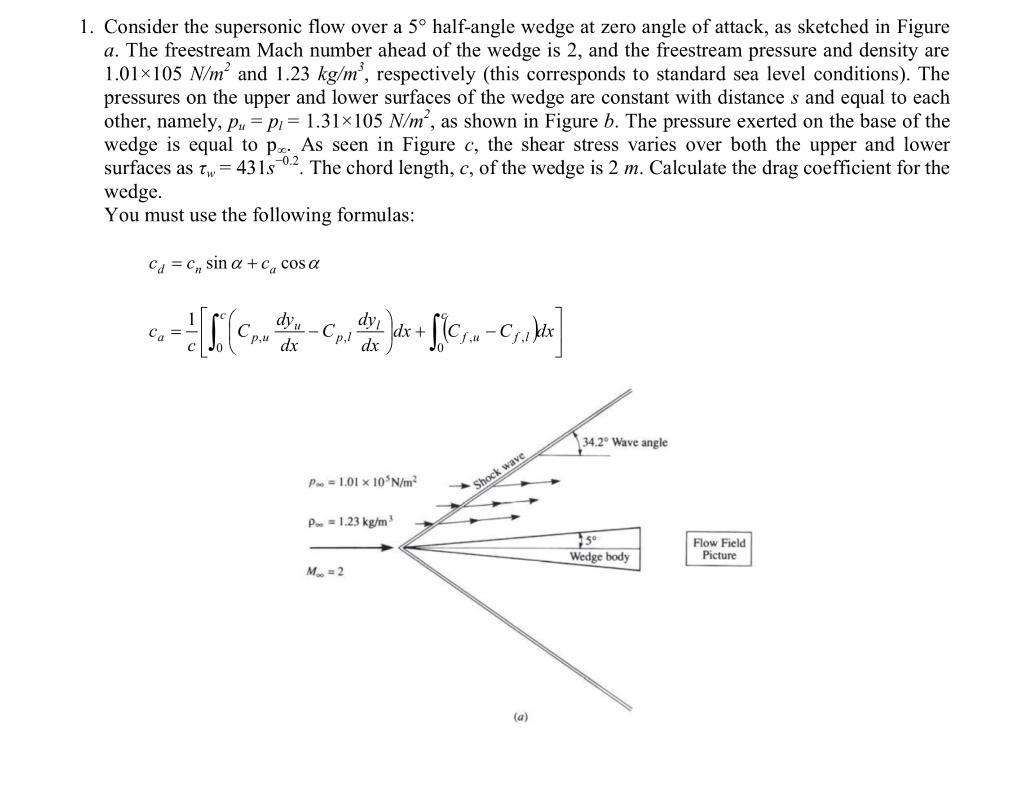 Solved 1. Consider the supersonic flow over a 5∘ half-angle | Chegg.com