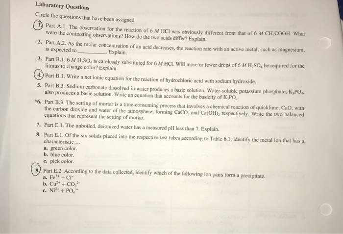 Solved Laboratory Questions Circle the questions that have | Chegg.com