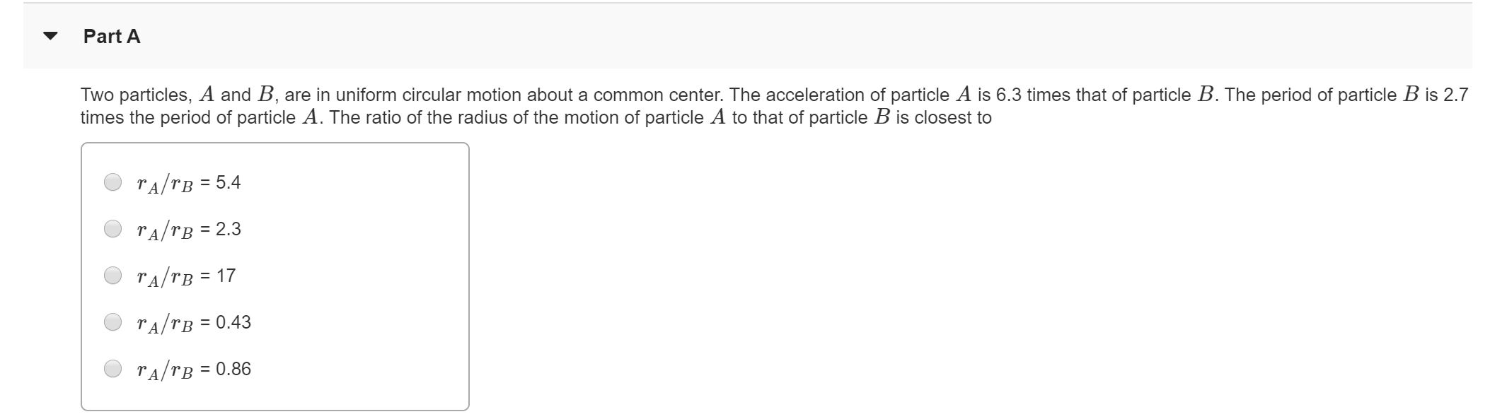 Solved Part A Two particles, A and B, are in uniform | Chegg.com