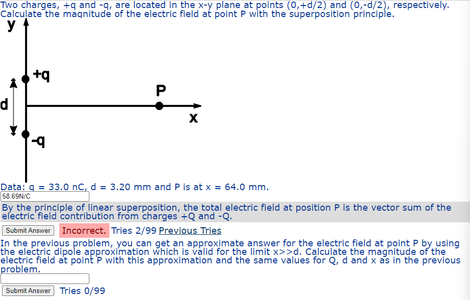 Solved Two charges, +q and −q, are located in the x−y plane | Chegg.com