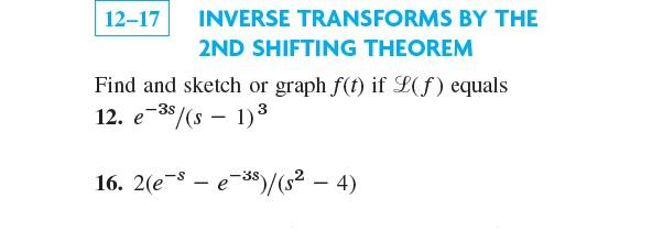 Solved INVERSE TRANSFORMS BY THE 2ND SHIFTING THEOREM Find | Chegg.com