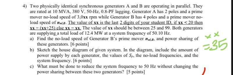Solved 4) Two physically identical synchronous generators A | Chegg.com