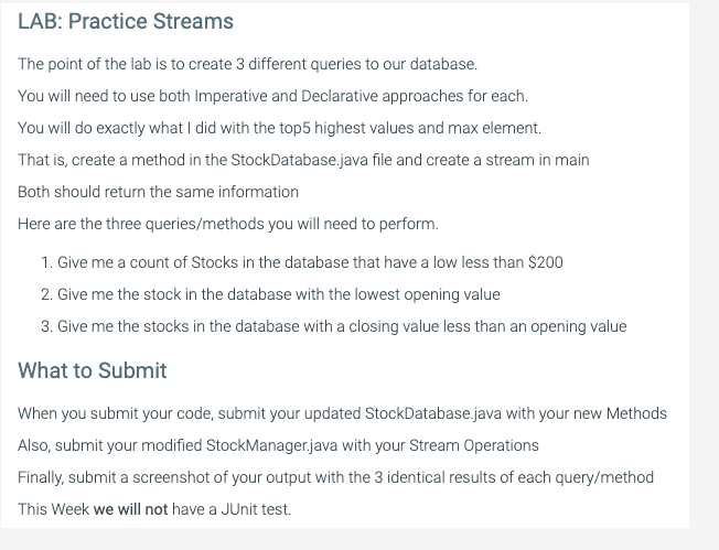 Solved stockdatabase import java.io.File; import | Chegg.com Solved stockdatabase import java.io.File; import | Chegg.com