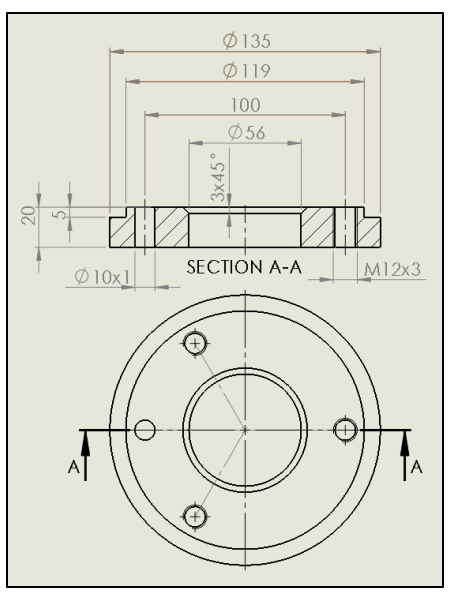 Solved Technical drawing of a flange is shown in Fig.1. | Chegg.com