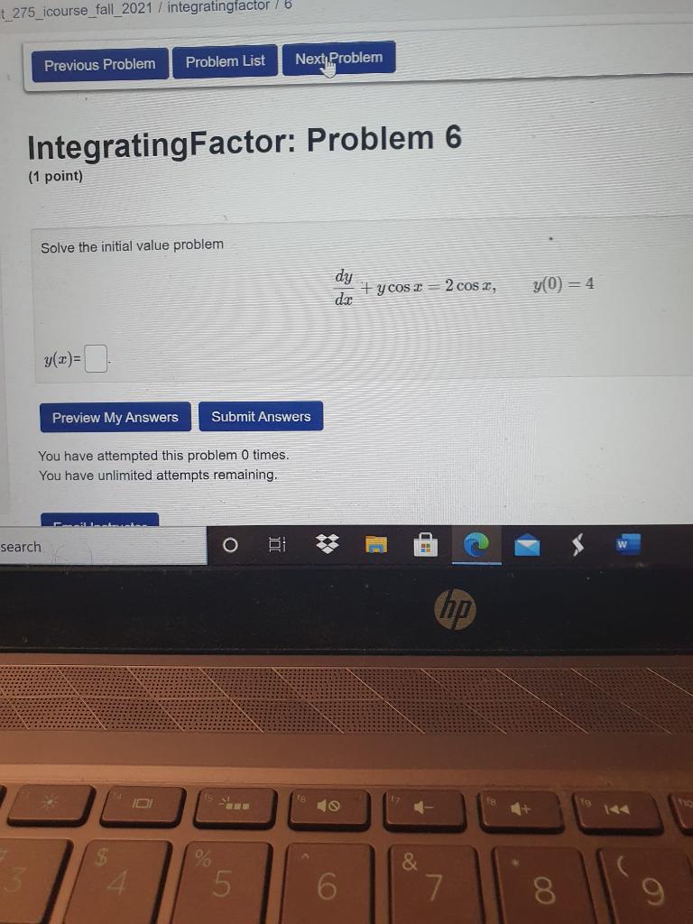 Solved t_275_icourse_fall_2021 / integratingfactor / 6 | Chegg.com