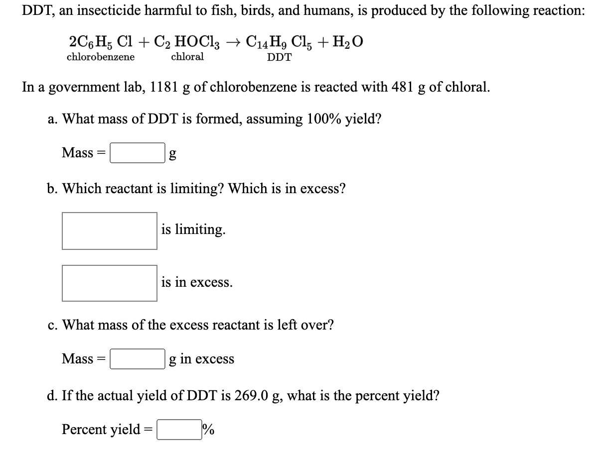 Solved DDT, an insecticide harmful to fish, birds, and | Chegg.com