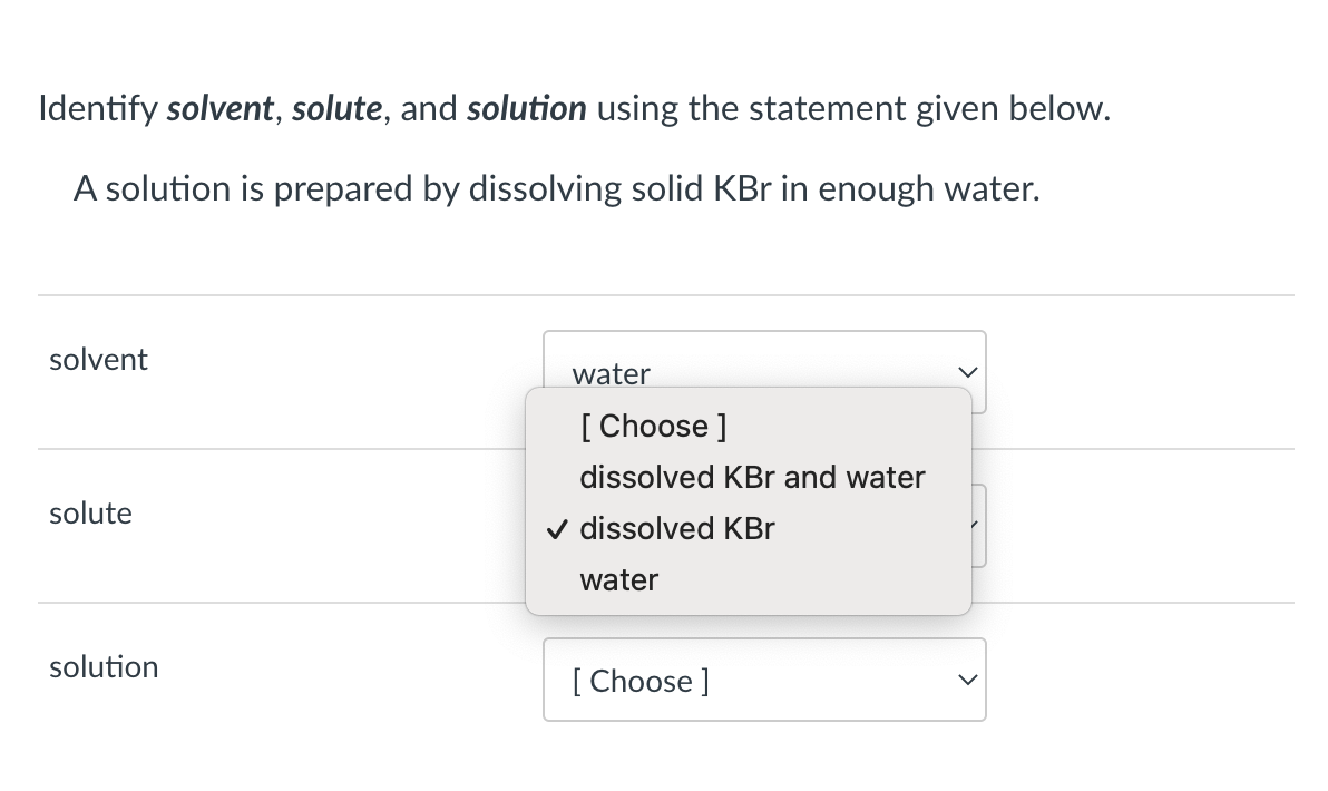 Solved Identify solvent, solute, and solution using the | Chegg.com