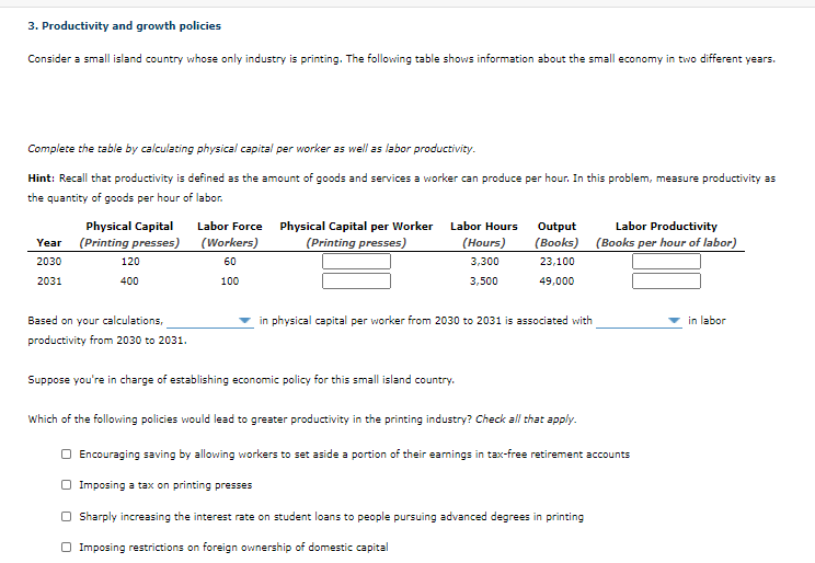 Solved 1. Economic growth around the world The following | Chegg.com